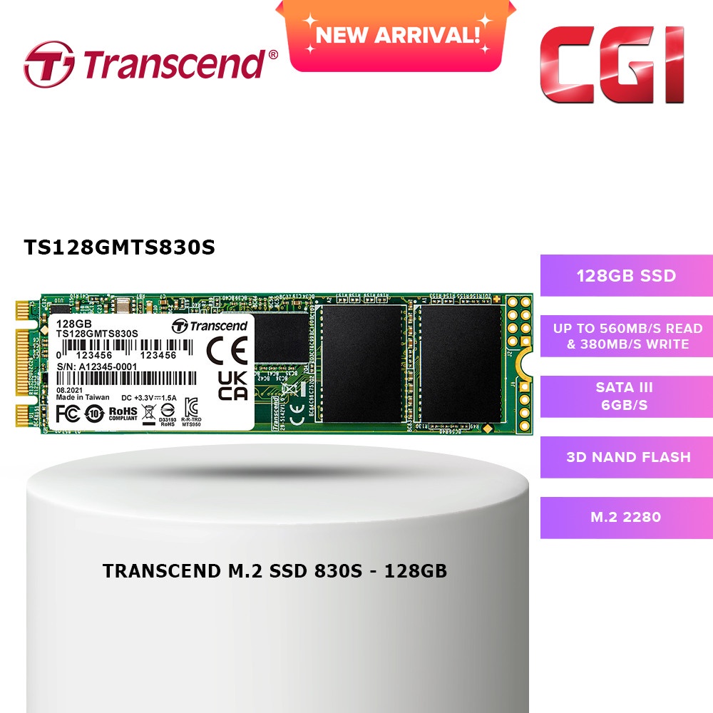 Transcend 128GB SATA III 6Gb/s 3D NAND M.2 2280 SSD - TS128GMTS830S ...