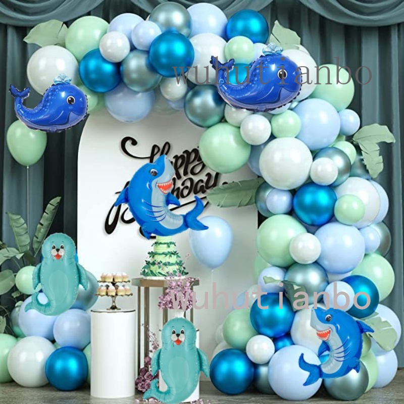 81pcs Ocean Theme Balloon Set Underwater World Cartoon Shark Dolphin ...