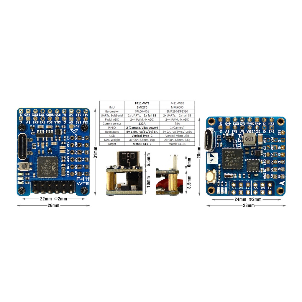 MATEK F411 F411-WTE Flight Controller INAV BEC 5V Output 2-6S ESC 90A ...