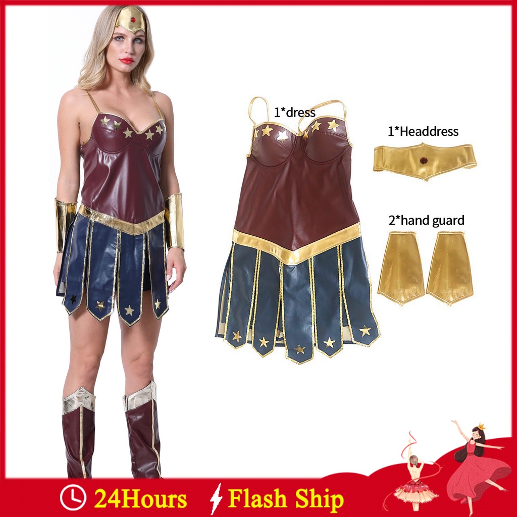 Sexy Wonder Woman Costume For Adult Women Dc Superhero Fancy Dress Halloween Cosplay Set S 3xl