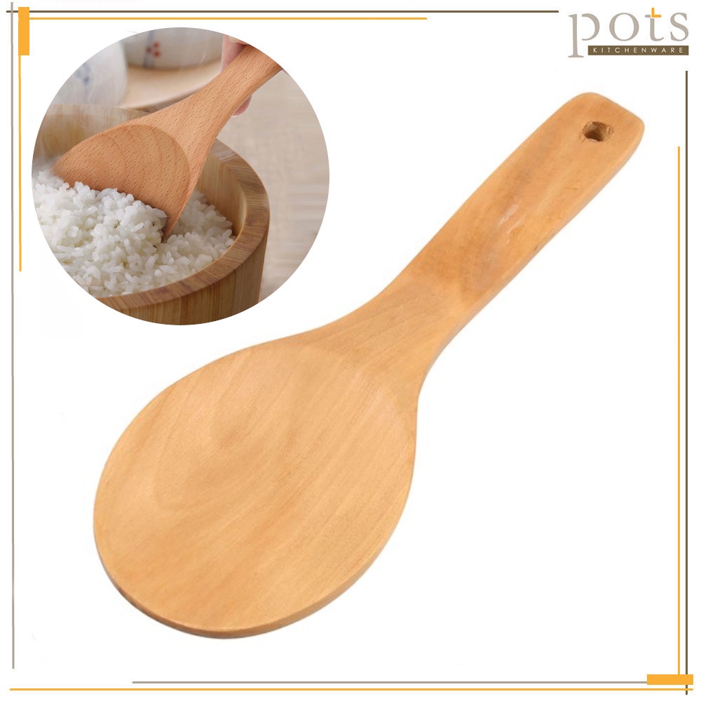 Natural Wood Wooden Rice Ladle Dish Serving Spoon Senduk Nasi Kayu ...