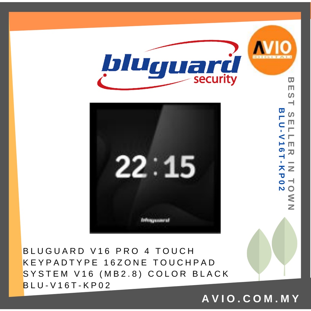 Bluguard Wired Alarm V16PLUS V16+ 16 Zone LCD Program Touch Screen ...