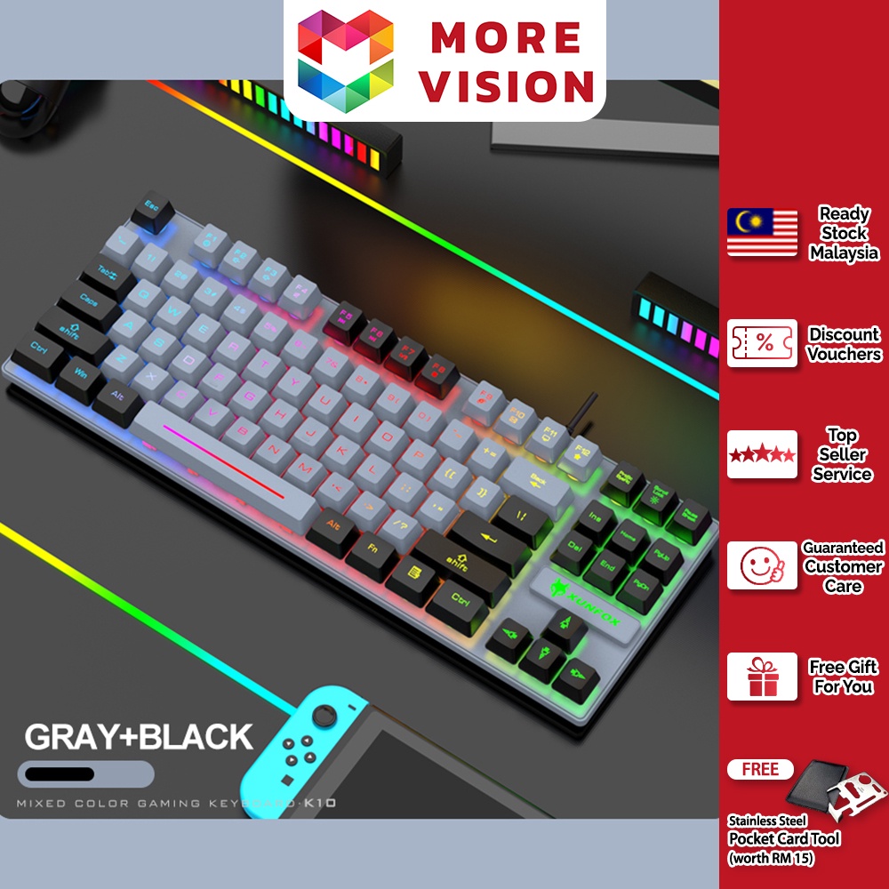 XUNFOX K80 K10 Gaming Mechanical Keyboard USB Luminous RGB Light Color ...