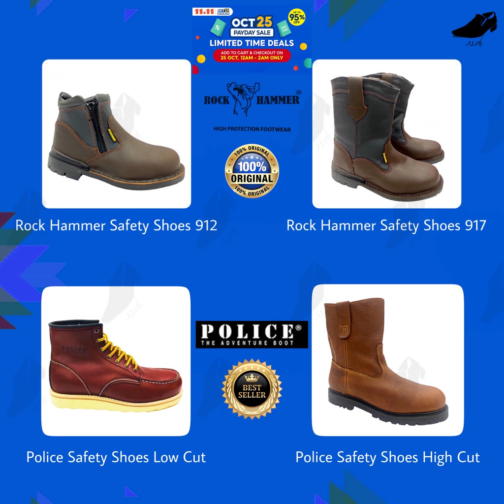 ORIGINAL ROCK HAMMER Men WATERPROOF Mid Cut with Shoelaces Safety Shoe ...