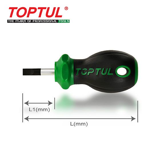 TOPTUL Pro-Plus Series Stubby Slotted Anti-Slip Screwdrivers (FABF ...