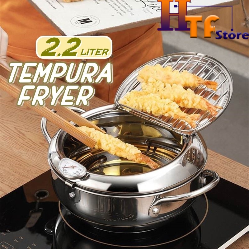 Tempura Fryer Japanese Deep Fryer Cooker With Thermometer Lid ...