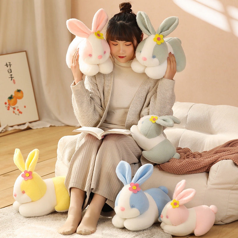 3 Sizes Stuffed Animal Green Pink Blue Yellow Rabbit Bunny Baby Doll ...