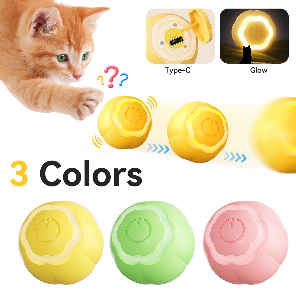 Smart Cat Toys Automatic Rolling for Cats Training Interactive Electric ...
