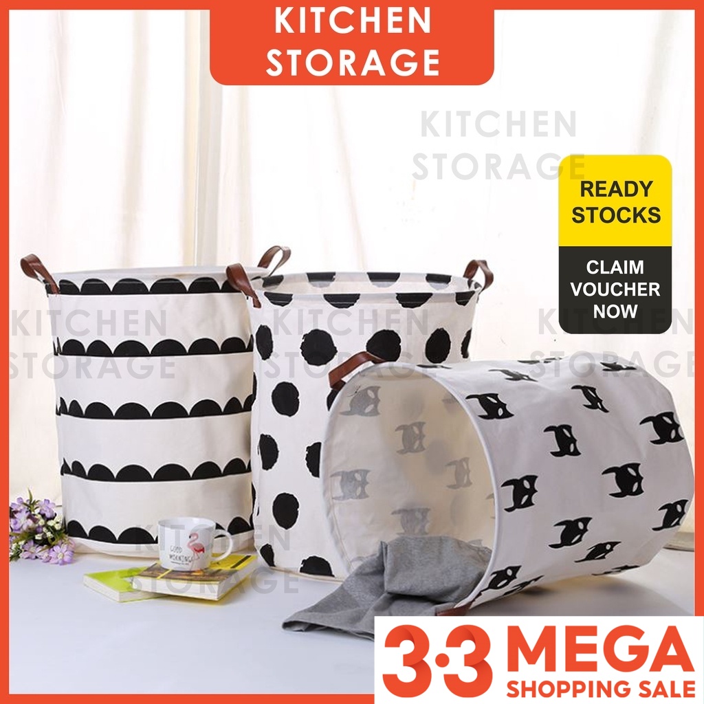 KS_READY STOCK 80L Laundry Basket Large-Capacity Waterproof Folding ...
