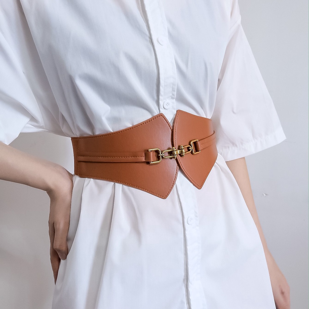 Fashion Women Wide Waistbands Elastic Leather Waist Belt Shirt Skirt ...