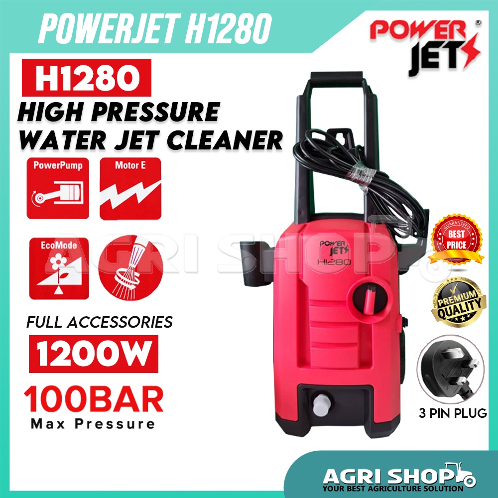 Agrishop PowerJet H1280 100Bar 1200W High Pressure Washer Cleaner Power ...