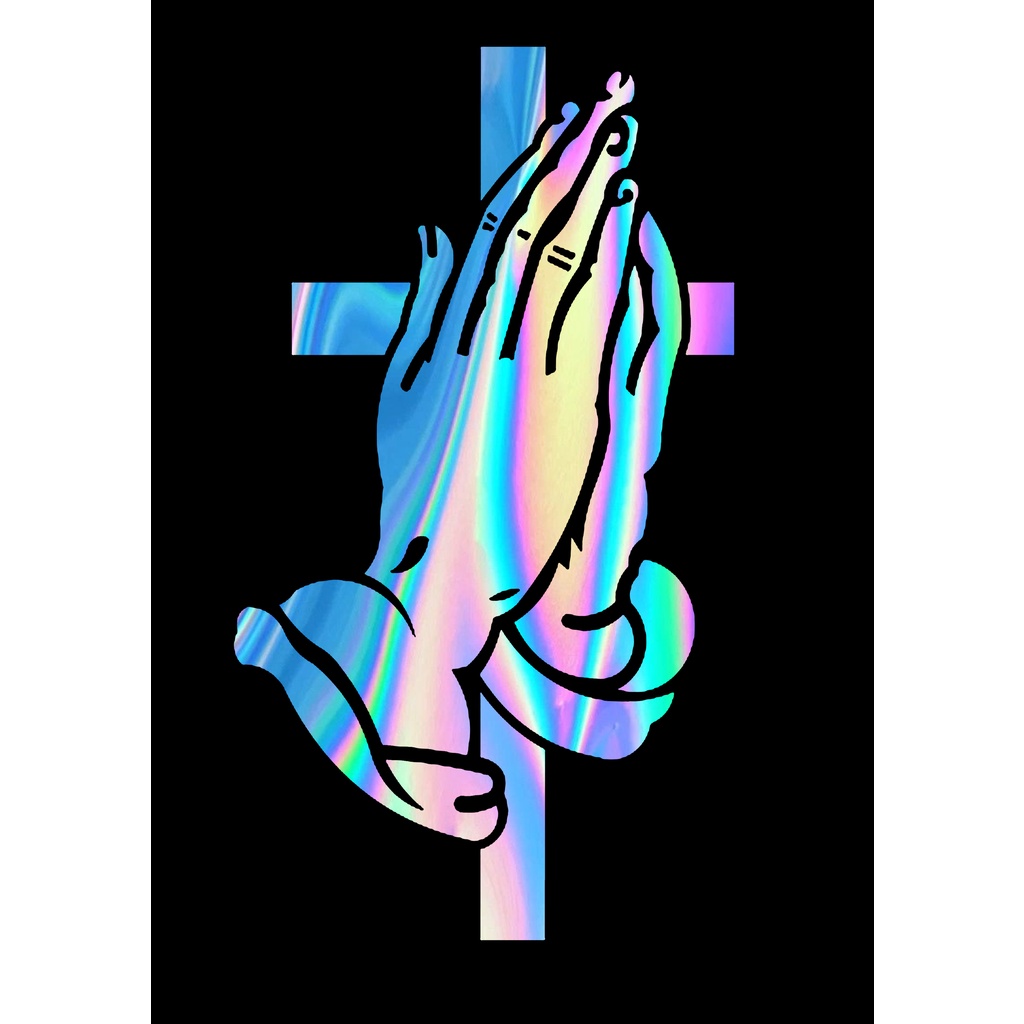 Praying Hand With Cross Religious Christian Sticker Decal For