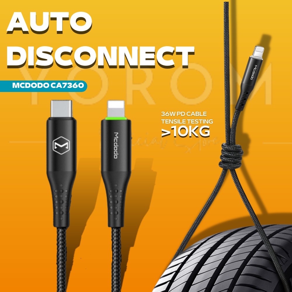 Mcdodo CA7360 Auto Power Off PD Auto Disconnect 36W PD Cable CA-7360 Type-C To IP - 1.2M ...