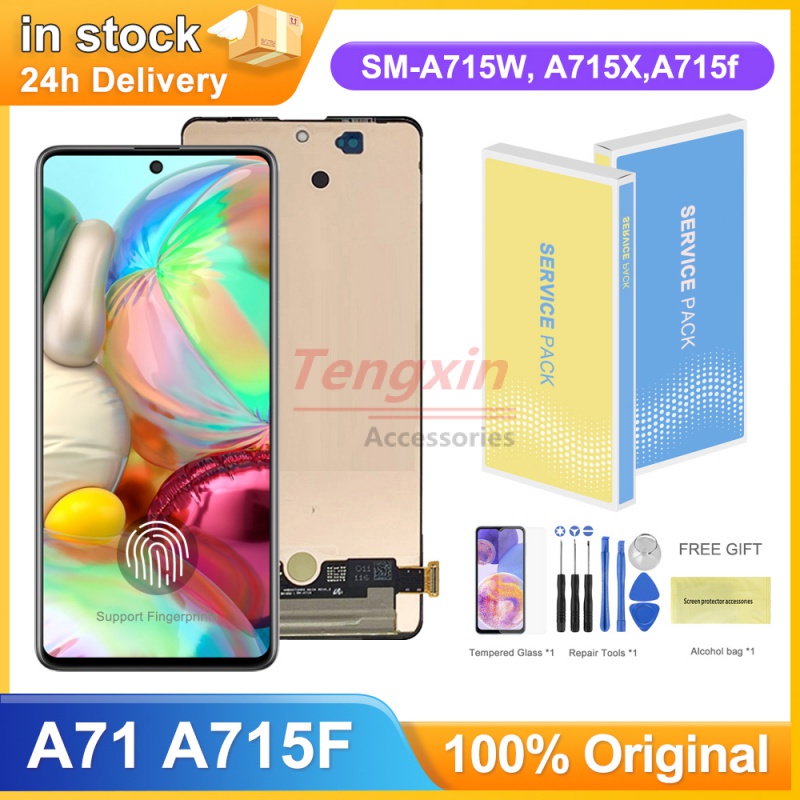 Skrin paparan Super AMOLED A71 dengan cap jari, untuk Samsung Galaxy ...