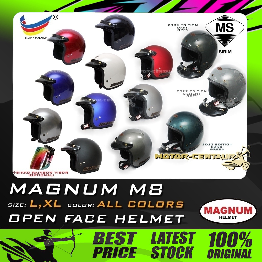 TOPI KELEDAR MAGNUM HELMET M8 STEALTH MATT BLACK DARK GREEN RED CEMENT ...