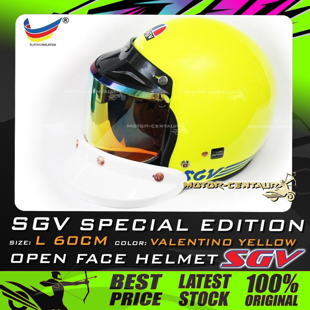 SET KOMBO TOPI KELEDAR SGV SPECIAL HELMET VALENTINO YELLOW (VR46 COLOR ...