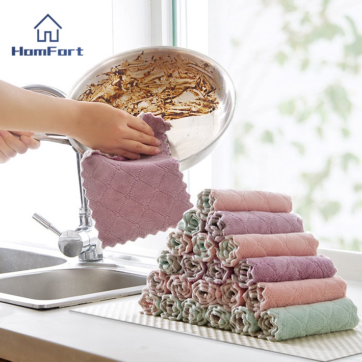 1PC Double-layer Absorbent Microfiber Kitchen Dish Cloth Non-stick Oil ...