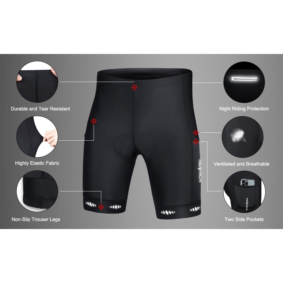 Men's Cycling Shorts with Back Pocket,4D Gel Padded Bike Shorts for Men,Mountain Road Biking ...