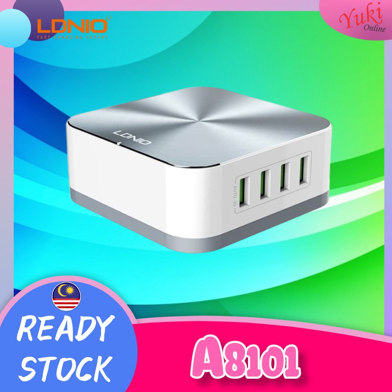 LDNIO 35W Charger Adapter Quick Charge 6 USB 1 QC3.0 5 USB Port A6704 LED Indicators Desktop ...