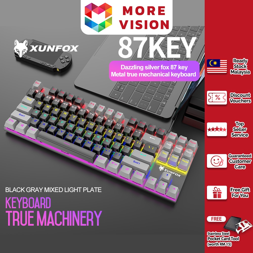 XUNFOX K80 K10 Gaming Mechanical Keyboard USB Luminous RGB Light Color ...