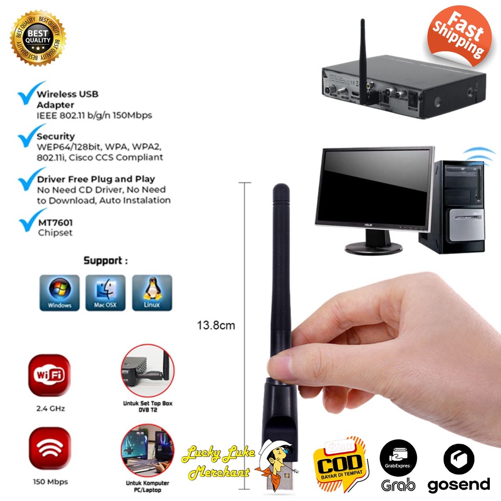 Wifi USB Wi-Fi Wireless Wi-Fi Adapter Network 150mbps Dongle Adapter ...