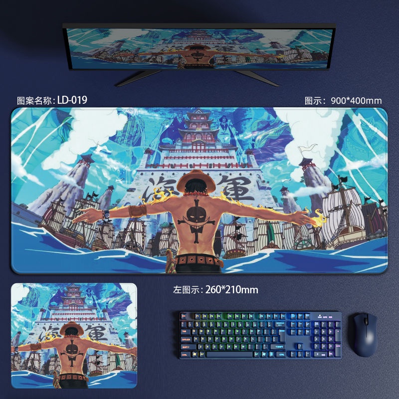 [700 * 300] One Piece Mouse Pad Oversized Luffy Zoro Ace Keyboard Two ...