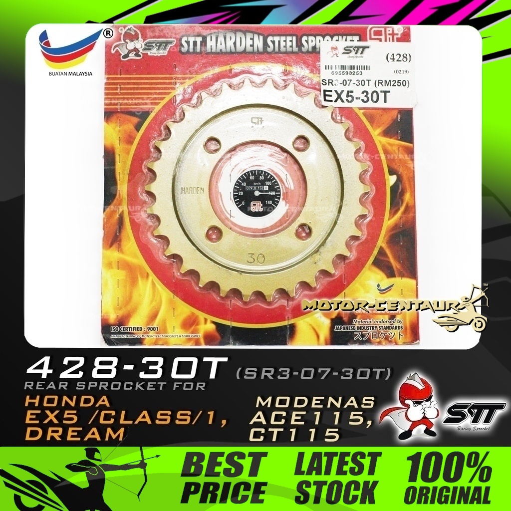GEGANCU BELAKANG STT HARDEN STEEL REAR SPROCKET (SR3-07-30T) EX5-428 ...