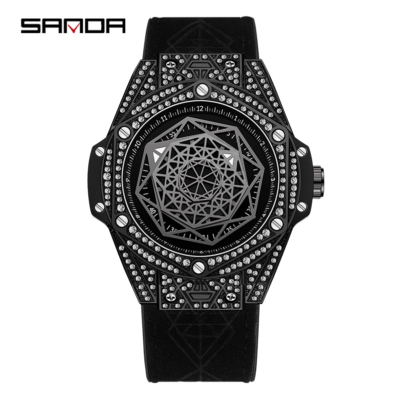 Sanda Diamond Geometry Large Dial Luminous Luxury Automatic Watch Gift ...