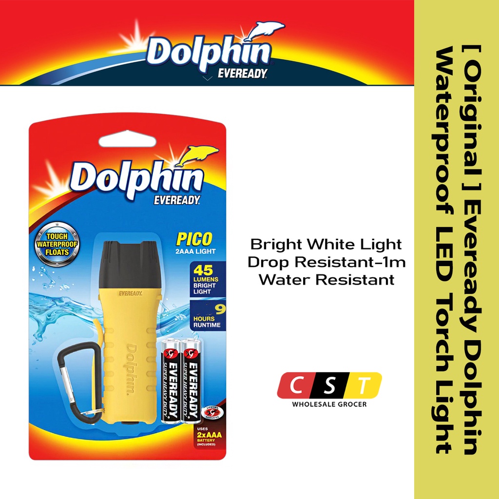 [ Original ] Eveready Dolphin Waterproof LED Torch Light / Lampu Suluh ...