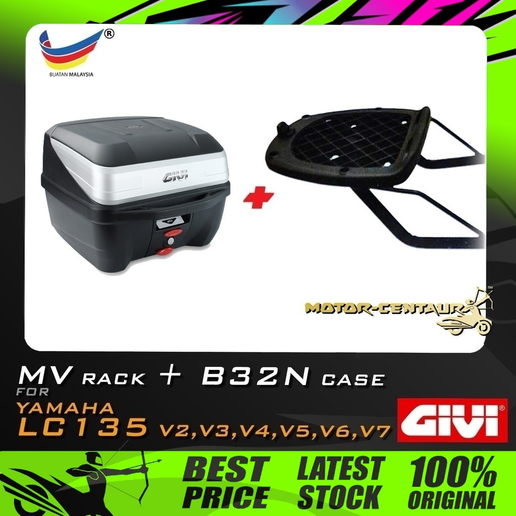 SET KOMBO KOTAK/BOX GIVI B32N TOP CASE + GIVI YAMAHA LC135 V2,V3,V4,V5,V6 MV MONORACK | Shopee ...