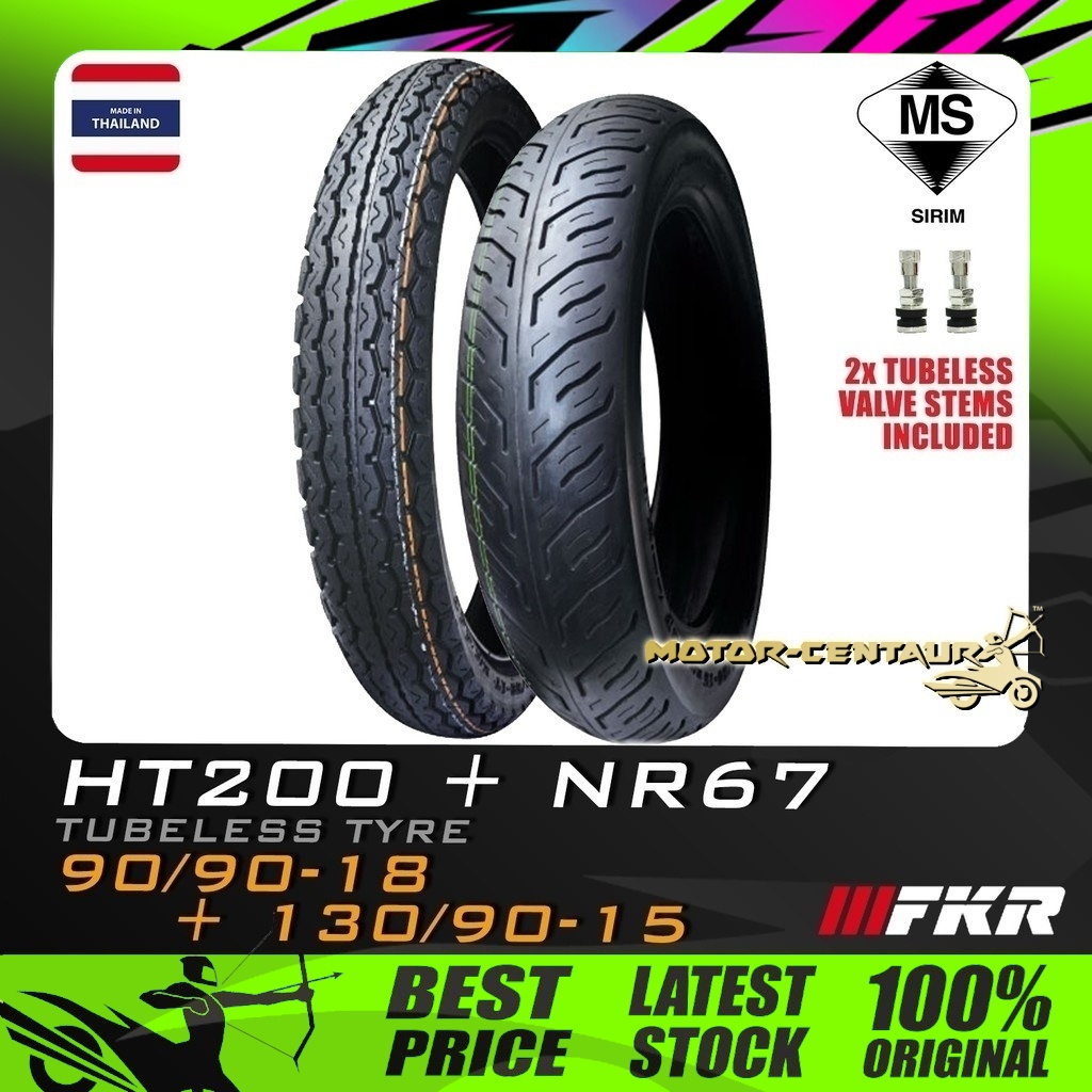 TAYAR KOMBO FKR TUBELESS TYRE EPSILON HT200 90/90-18 + JAGUH NR67 130/ ...
