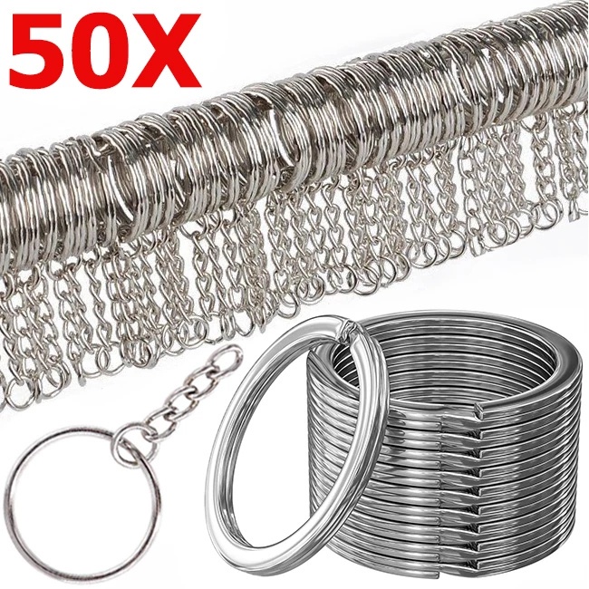50Pcs/Bag Key Ring Accessories DIY Key Chains Car Key Rings Silver ...
