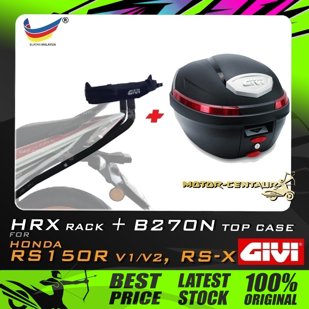 SET KOMBO KOTAK/BOX GIVI B270N TOP CASE + GIVI HONDA RS150R, RS150, RSX, RS-X HRX(S) (HRV ...