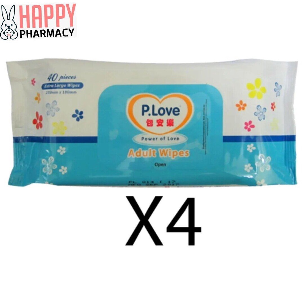 P LOVE EXTRA LARGE ADULT WIPES 40'S X 4 ( P. LOVE WET WIPES ) | Shopee ...