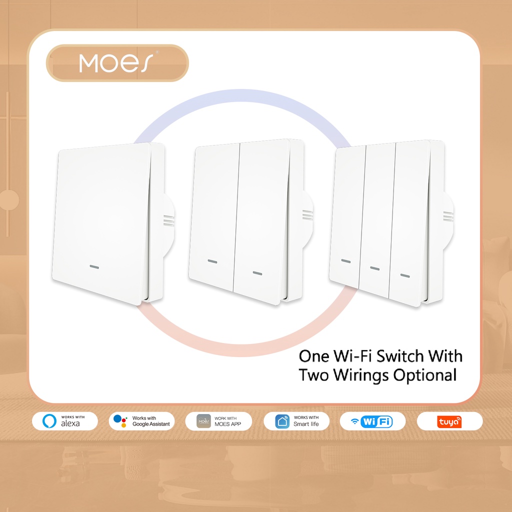 Moes WiFi Smart Wall Light Switch RF433 Push Button Transmitter Smart ...