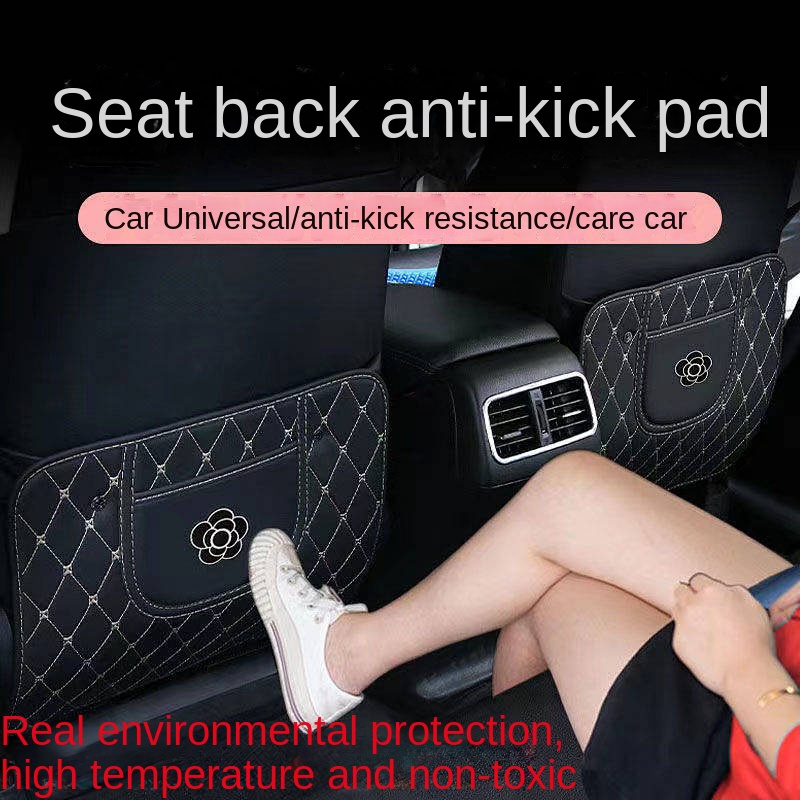 Car Seat Anti-Kick Pad Rear Back Storage Cartoon Leather Protective Pad ...