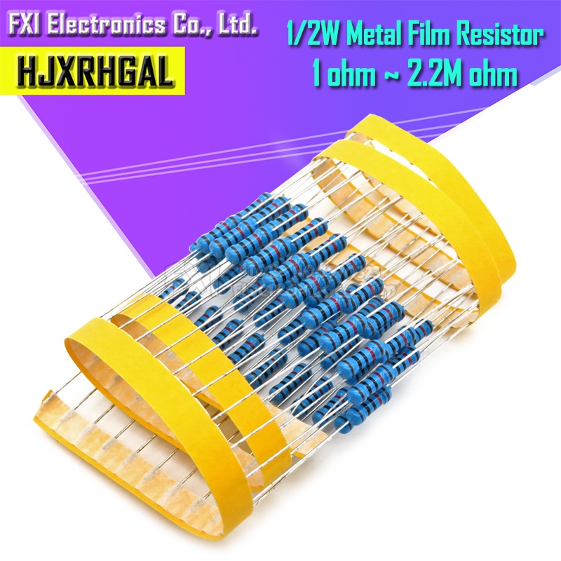 50pcs 1/2W Metal film resistor 1% 1K~91K 1K 1.2K 1.5K 2K 3K 4.7K 6.2K 7 ...