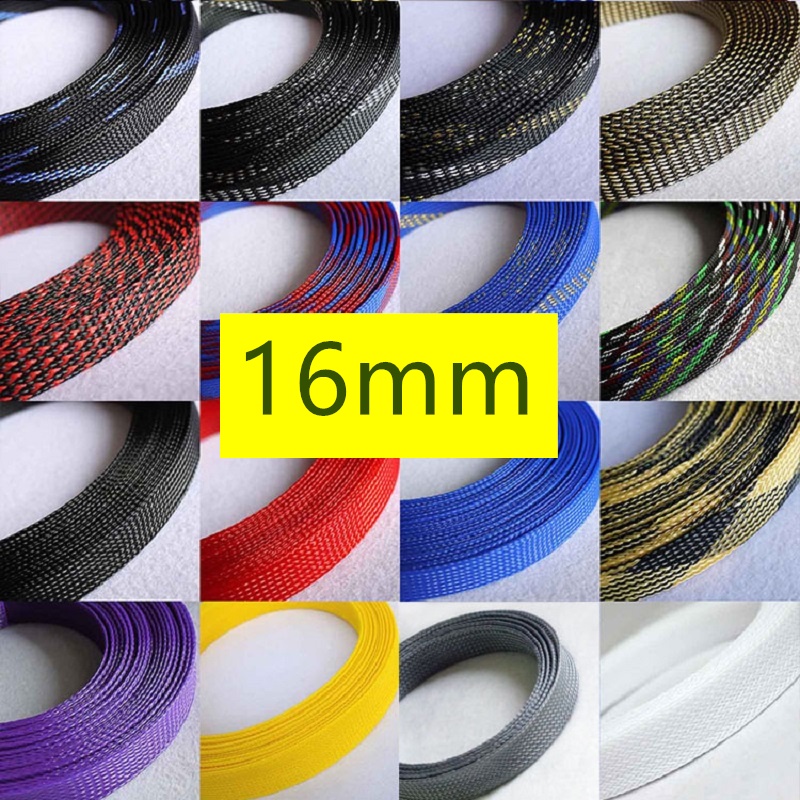 5Meters 16mm Braided Expandable Sleeve PET Tight Wire Wrap High Density ...