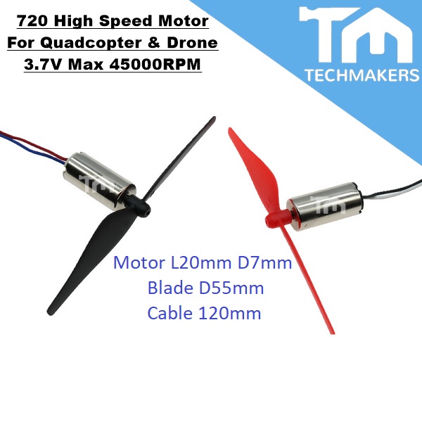 Coreless High Speed DC Motor 720 with 55mm Blade (1 Pair) 3.7V for ...