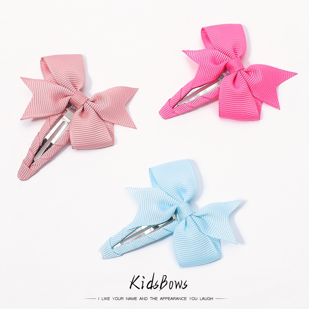 KIDSBOWS Solid Color Bows Hair Clip Kids Girls Ribbon Bowknot BB Clip ...