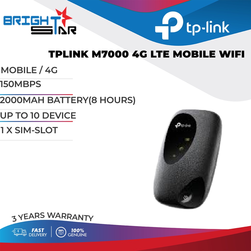 TPLINK M7000 4G LTE MOBILE WIFI / MOBILE / 4G / 150MBPS / 2000MAH ...