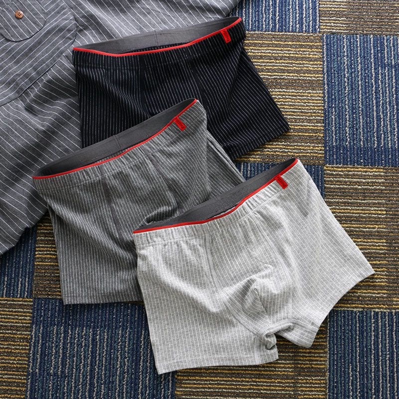 KINGDAFA Men Boxer Striped Cotton Men Underwear Briefs Boxer Lelaki ...
