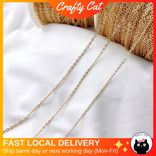 CRAFTYCAT 14K Gold Plated O-Chain Bulk Chain 50cm, Necklace Bracelets ...