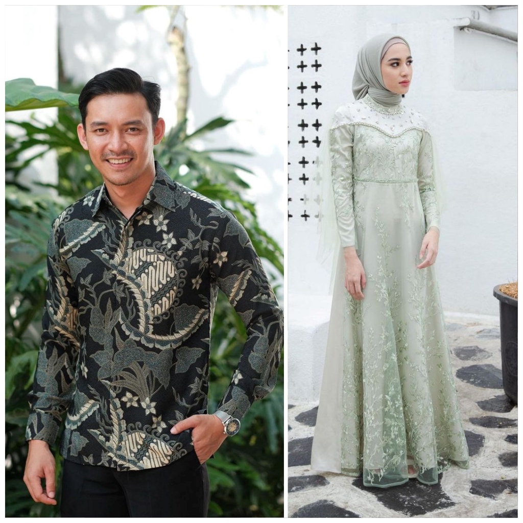 Couple GAMIS NADINE Combination Brocade DRESS/GAMIS Party DRESS/MUSLIM ...