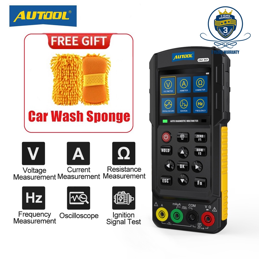 AUTOOL DM301 Automotive Diagnostic Multimeter Digital Multimeter DC/AC ...