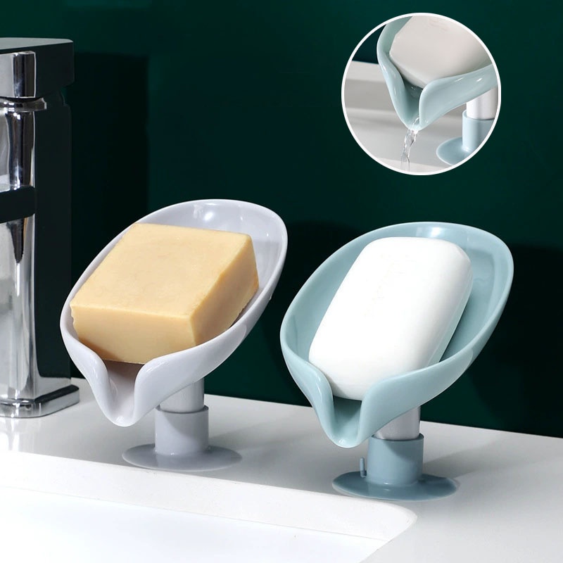 Kotak sabun berbentuk daun kreatif parit pemegang sabun Punch-free ...
