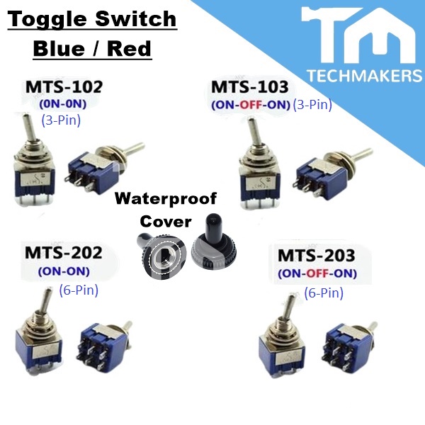 Toggle Switch MTS-102 103 202 203 2-Pos 4-Pin (ON-ON)/3-Pos 6-Pin (ON ...