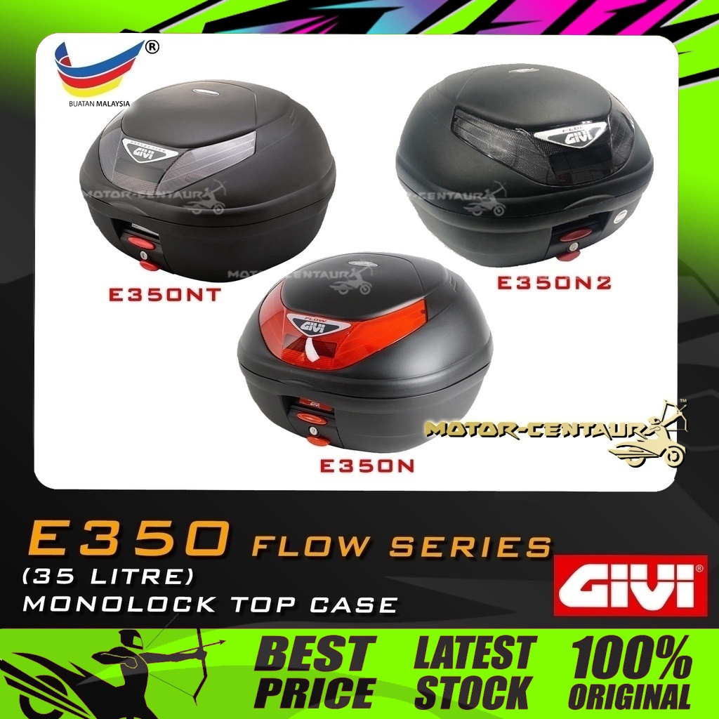 KOTAK/BOX GIVI MONOLOCK TOP CASE FLOW E350, E350N, E350N2, E350NT [BASE PLATE INCLUDED] | Shopee ...