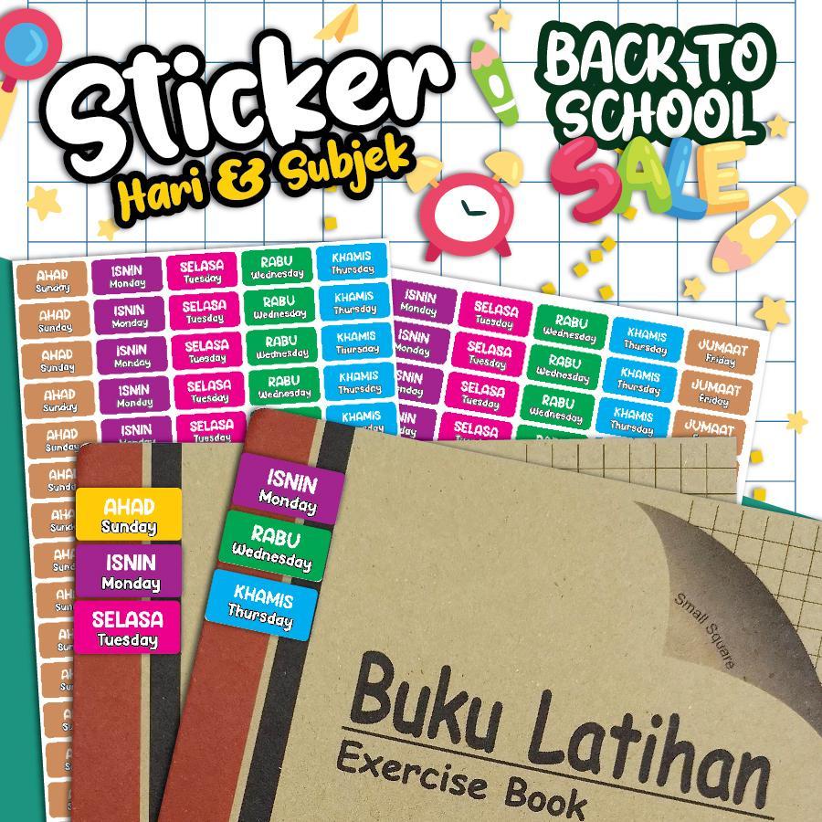 Label Stiker Hari Subjek Buku Sekolah Hari Sekolah Nama Mata Pelajaran Jadual Sekolah