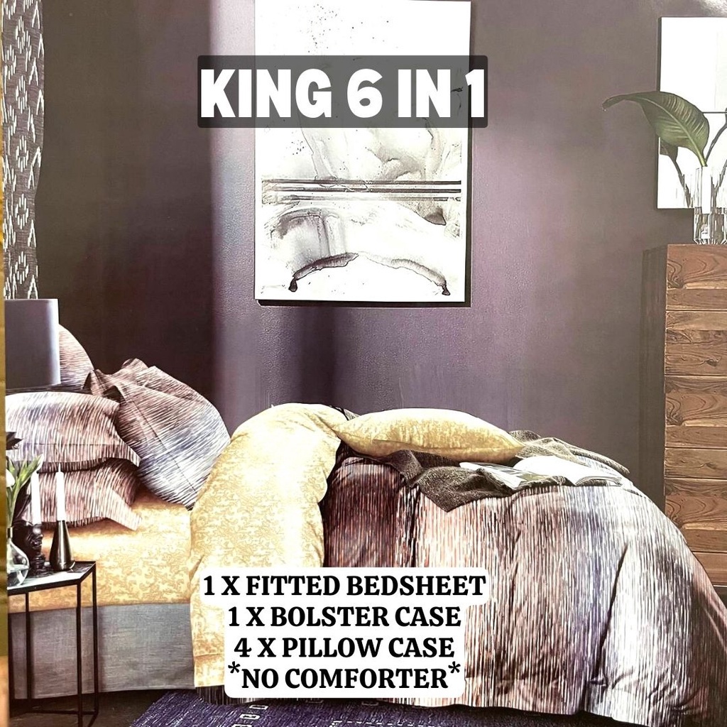hadiah hari lahir Bedding Fitted 6in1 king Cadar getah king Cotton ...